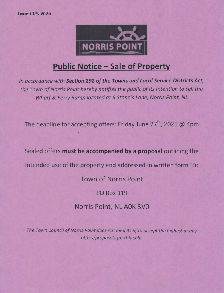 Public Notice – Sale of Property – Norris Point